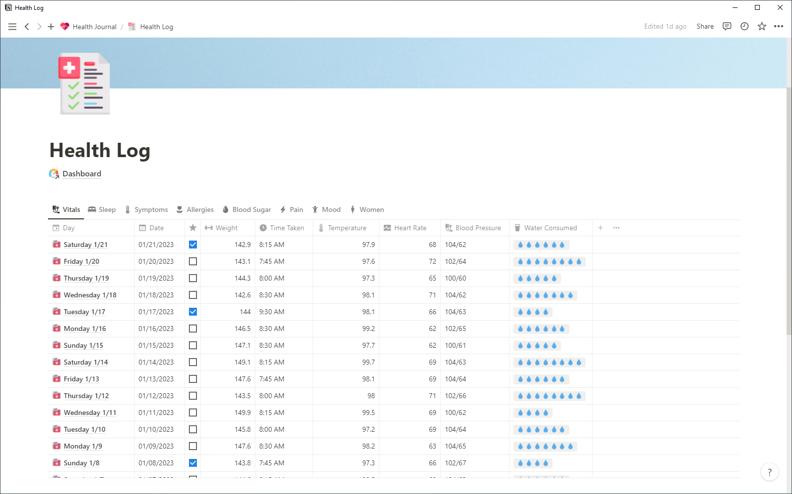 First Look at My Health Journal Template for Notion – My Pixel Life
