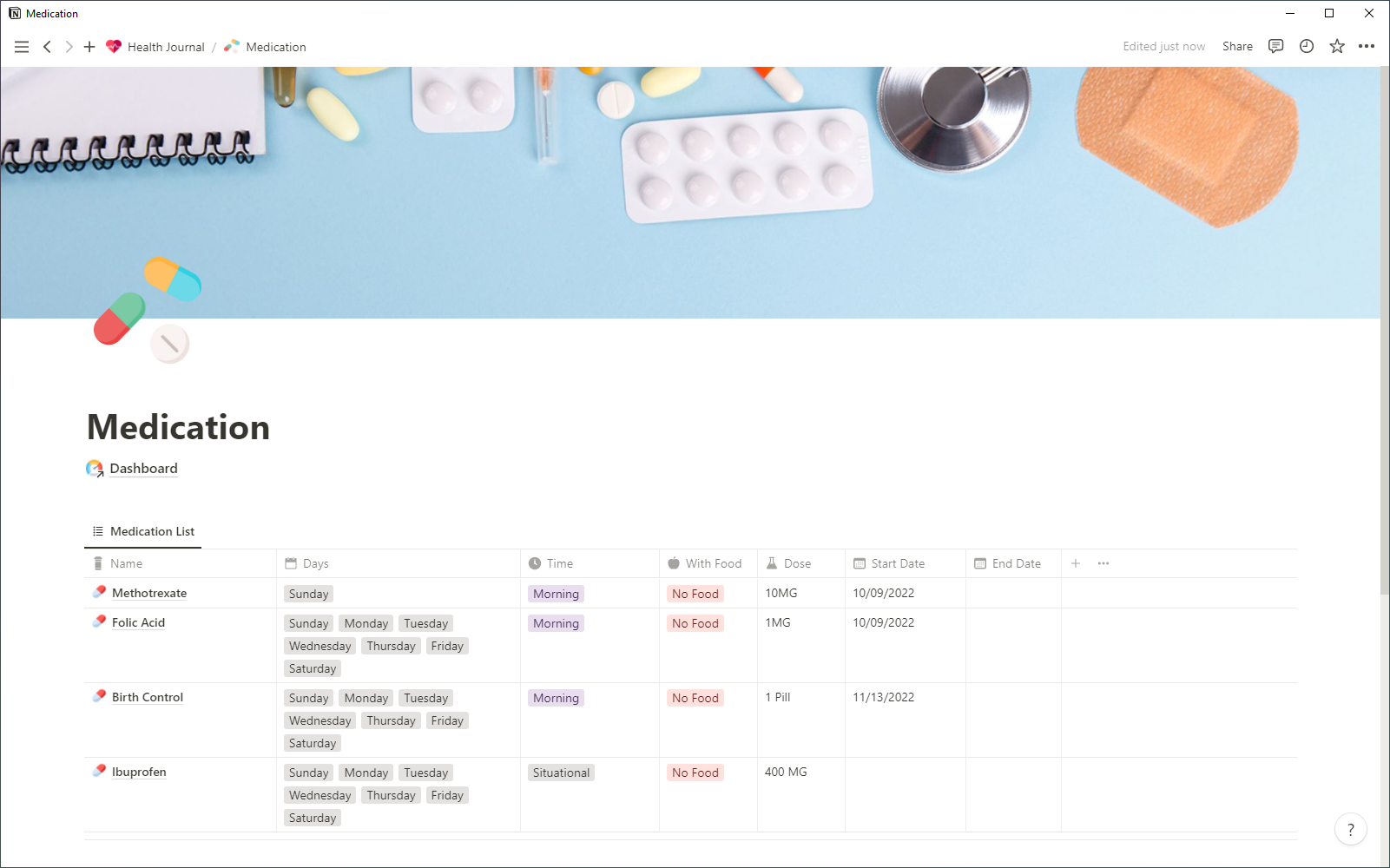 First Look at My Health Journal Template for Notion – My Pixel Life